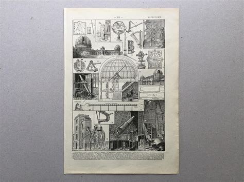 Astronomy Sundial Telescope Spectrograph Small Format Antique Print