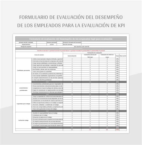 Plantilla de Formato Excel Formulario De Evaluación Del Desempeño De ...