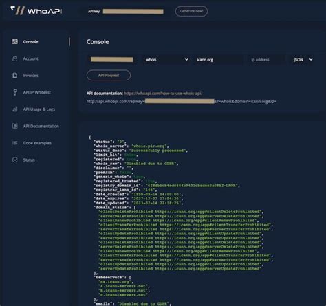 Whois JSON Output WhoAPI Inc
