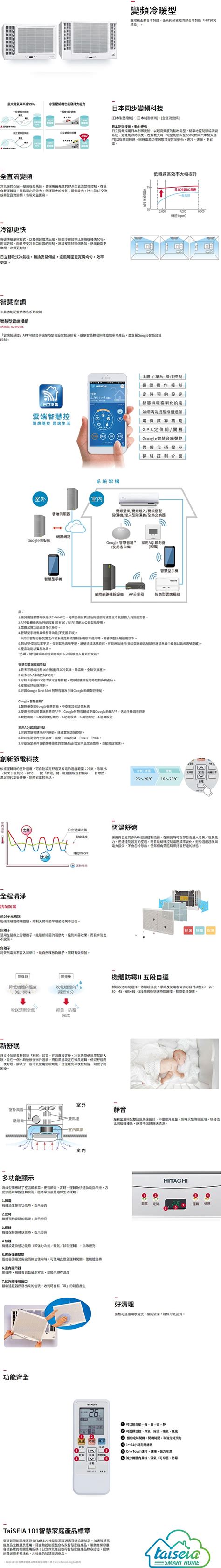 【hitachi 日立】4 5坪一級能效變頻冷暖左吹式窗型冷氣 Ra 28hr 鮮拾