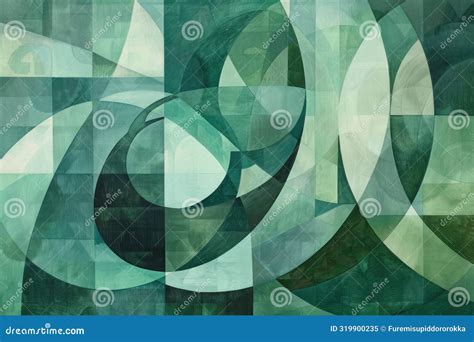 Interlocking Geometric Shapes In Muted Shades Of Green And Blue Symbolizing Balance And Health