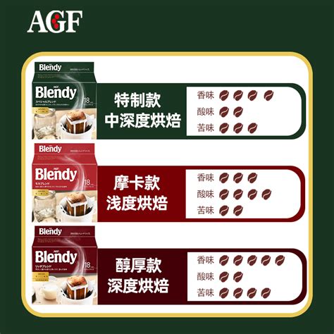 日本agf Blendy挂耳咖啡滤挂滴漏式现磨手冲黑咖啡3袋装组合装虎窝淘