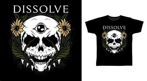 Premium Vector Skull Head With Flowers T Shirt And Apparel Design