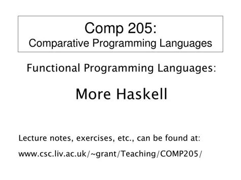 Ppt Comp 205 Comparative Programming Languages Powerpoint Presentation Id6311792