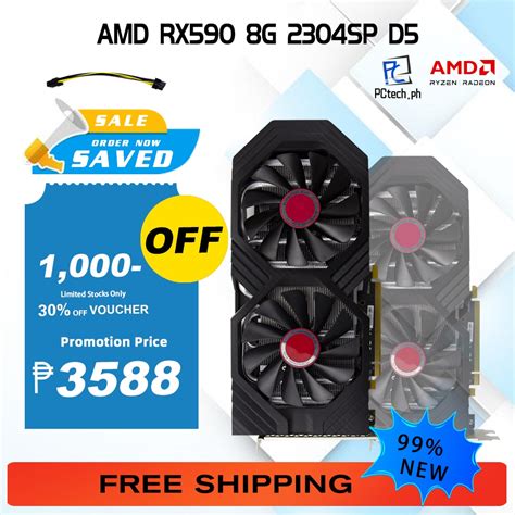Original 99 New XFX Radeon RX 590GME 8GB Graphics Cards 2304sp GDDR5 256bit Gaming Video Card