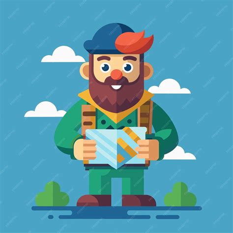 Ilustração De Vetor De Estilo Plano De Um Personagem Cartógrafo Vetor