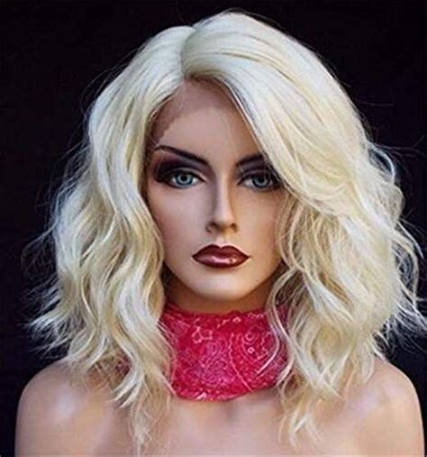 Wigsforyou New Fashion Lace Front Wig Women Short Platinum Blonde Wavy
