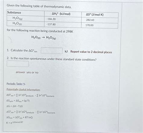 Solved Given the following table of thermodynamic data, for | Chegg.com