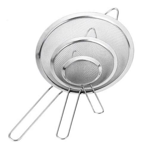 Kit Peneira Coador Em Aço Inox 3 Tamanhos P M G Para Cozinha Shopee
