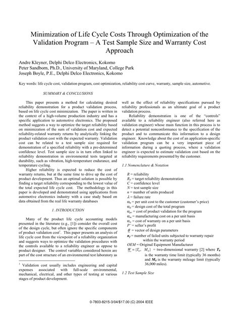 Pdf Minimization Of Life Cycle Costs Through Optimization Of The Validation Program A Test