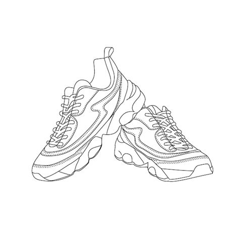 Premium Vector Sketch Of Sneakers Continuous Line Drawing Of Casual