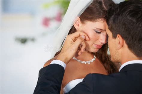 Love Face Of Bride And Groom Embrace At Wedding With Smile Touch And