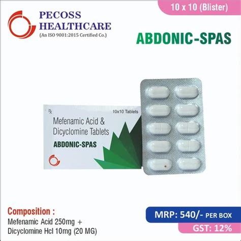 ABDONIC SPAS Mefenamic Acid And Dicyclomine Tablets At 540 Per Box