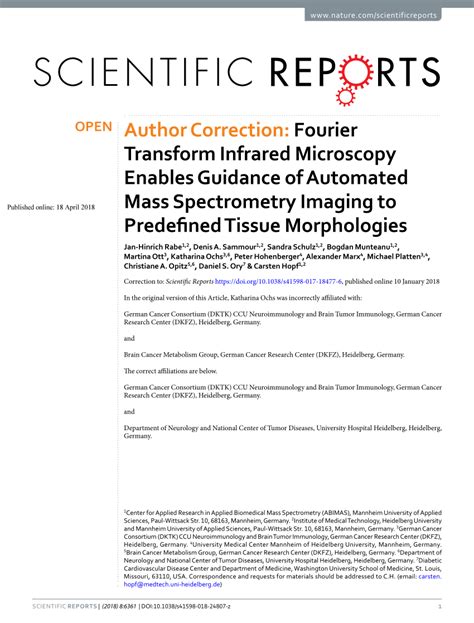 Pdf Author Correction Fourier Transform Infrared Microscopy Enables Guidance Of Automated