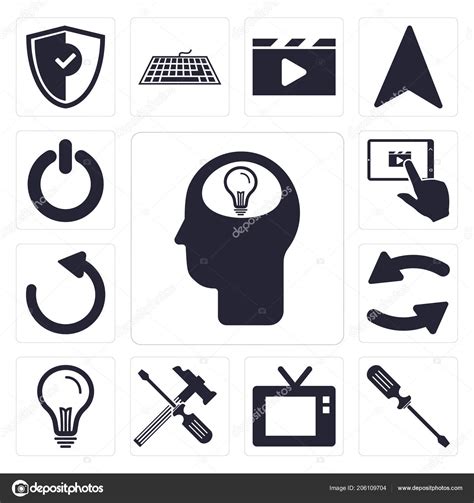 Set Simple Editable Icons Head Screwdriver Television Settings Idea