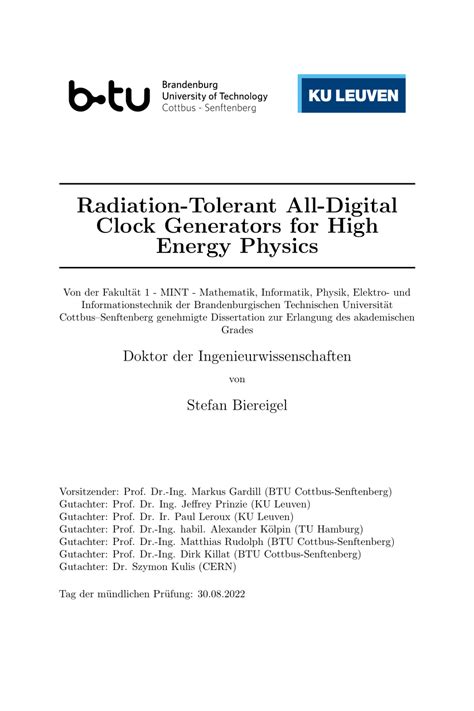 Pdf Radiation Tolerant All Digital Clock Generators For High Energy