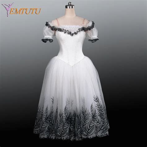 Women Professional Ballet Long Tutu White Blackballerina Fairy Adult