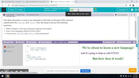 Unit 2 Lesson 6 Styling Text With Css Youtube