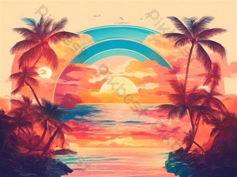 Adventure Summer Beach Vacation Illustration Design Element