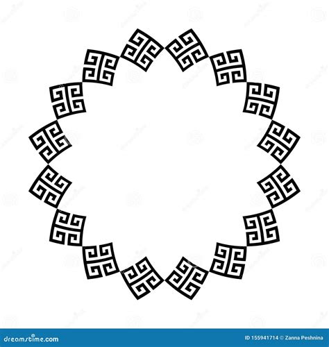 Greek Key Round Frame Greek Border Vector Stock Vector Illustration