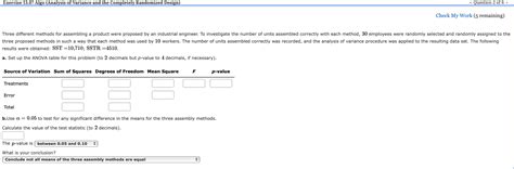 Solved Exercise Algo Analysis Of Variance And The Chegg