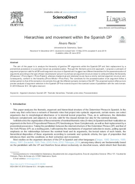 Pdf Hierarchies And Movement Within The Spanish Dp