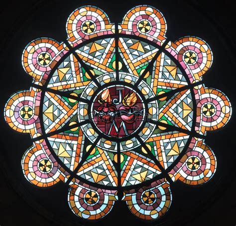 Stained Glass Window In Basilica Of The Sacred Heart In Paris France