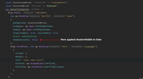 Want To Remove Shadow From Panel Tablerow Item Gojs Northwoods Software