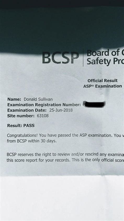 Donald Sullivan Csp On Linkedin Passed The Bcsp Asp Test 1 Down 1 To Go I Really Want To Say