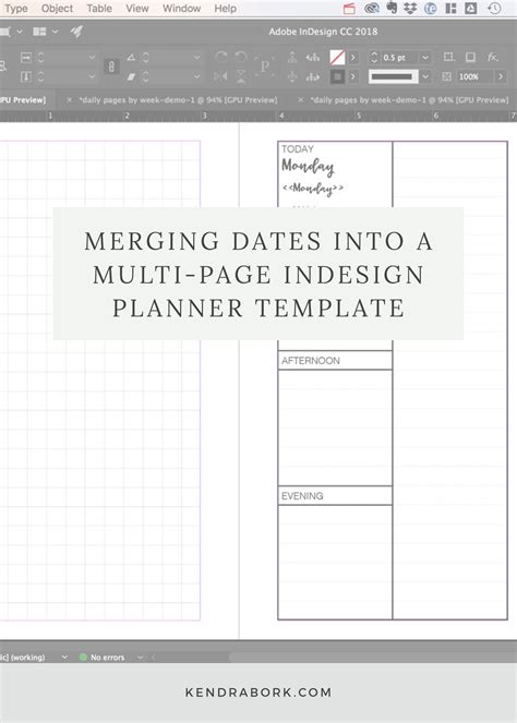 Merging Dates Into A Multi Page Indesign Planner Template Kendra Bork
