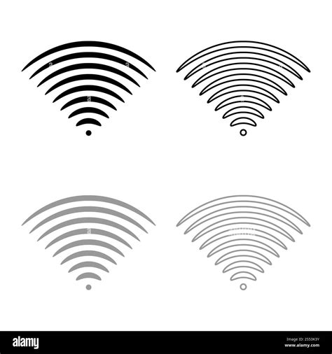 Radio Wave Sound Signal One Dirrection Transmitter Icon Outline Set