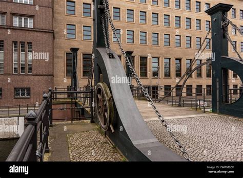 An Ancient Drawbridge Across The River In Berlin Close Up Of The Old