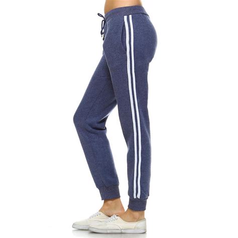 White Mark Womens Side Stripe Jogger Pant