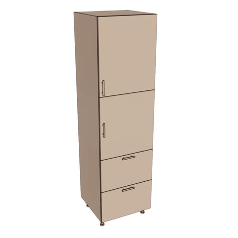 Кухонный пенал с распашными фасадами и выдвижными ящиками для проектирования кухонной мебели в