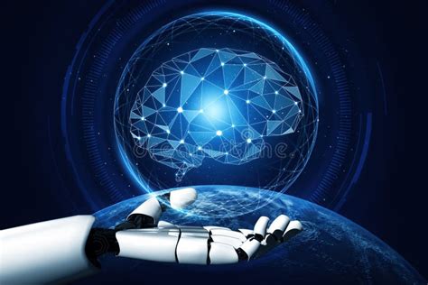 A Futuristic Robot Is In A Modern Laboratory Equipped With Stateoftheart Technology Aig62 Stock