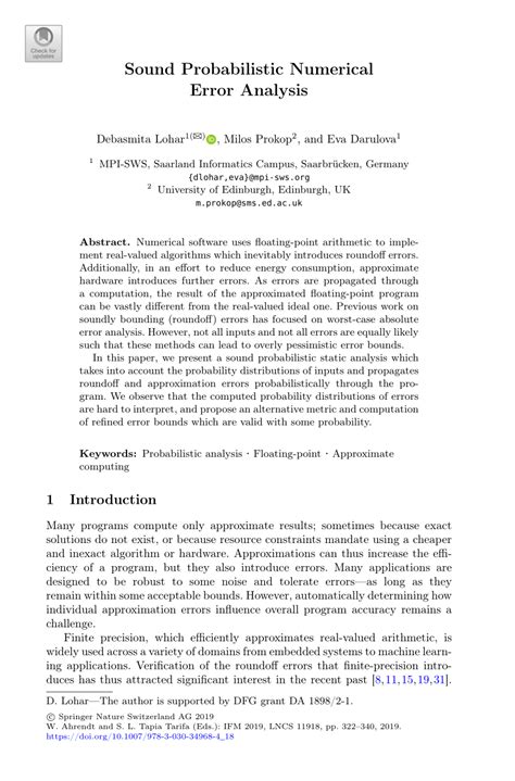 Pdf Sound Probabilistic Numerical Error Analysis