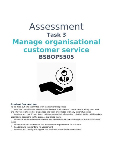 Task 3 Manage Organisational Customer Service Bsbops505