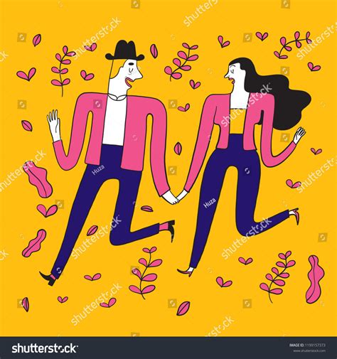 Collection Hand Drawn Couple Park Vector Stock Vector Royalty Free