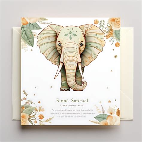 아프리카 코끼리 결혼 초대 카드 디자인 코끼리 모양 손 2d 아트 플래트 클립 타입 프리미엄 사진