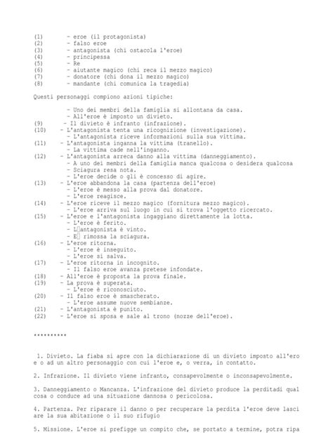 Le Funzioni Di Propp E Funzioni Di Propp Riadattate Da Gianni Rodari
