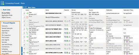 firewall rule list interface and icons barracuda campus