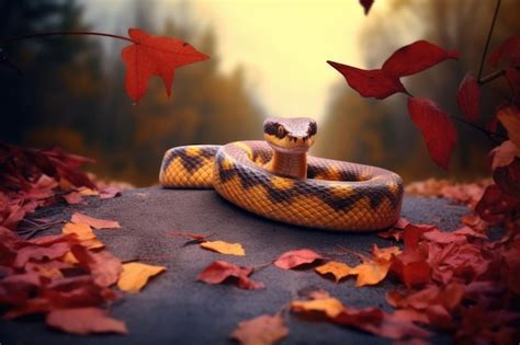 Premium AI Image Venomous Snake Slithering Near Warning Sign
