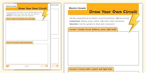 Electric Circuits Draw Your Own Circuit Activity Sheet