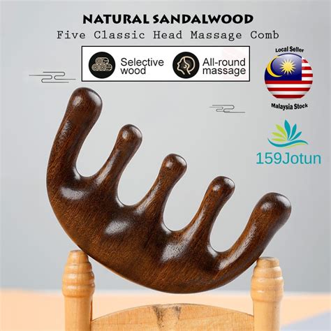 Sandalwood Comb Head Body Meridian Massage Comb Scalp Comb Five Tooth Handleless Wooden Point