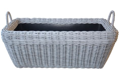 ᐉ Кошик для дров прямокутний плетений з штучного ротанга ручної роботи 60 л Біла береза