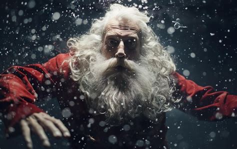 Santa Claus Swims Under Water Santa Premium Ai Generated Image