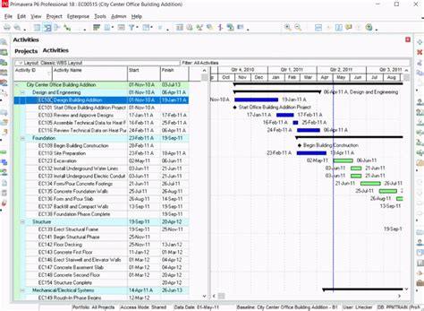 How To Set Up Columns Layouts And Timescales In Primavera P6