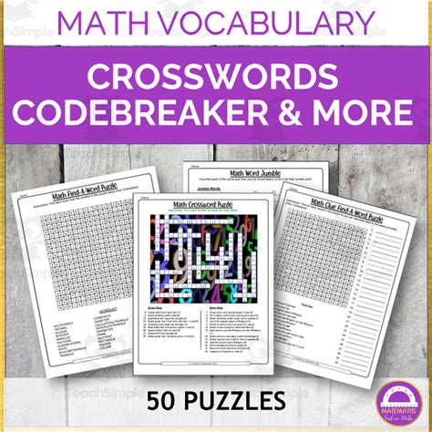 Math Vocabulary Crossword Puzzles By Teach Simple