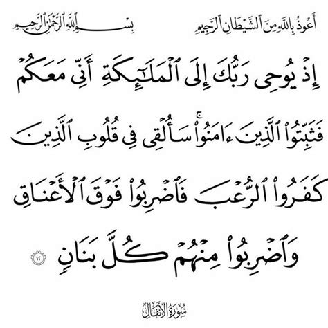 إِذْ يُوحِي رَبُّكَ إِلَى الْمَلَائِكَةِ أَنِّي مَعَكُمْ فَثَبِّتُوا