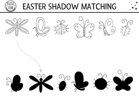 Actividad de combinación de sombras en blanco y negro de pascua para